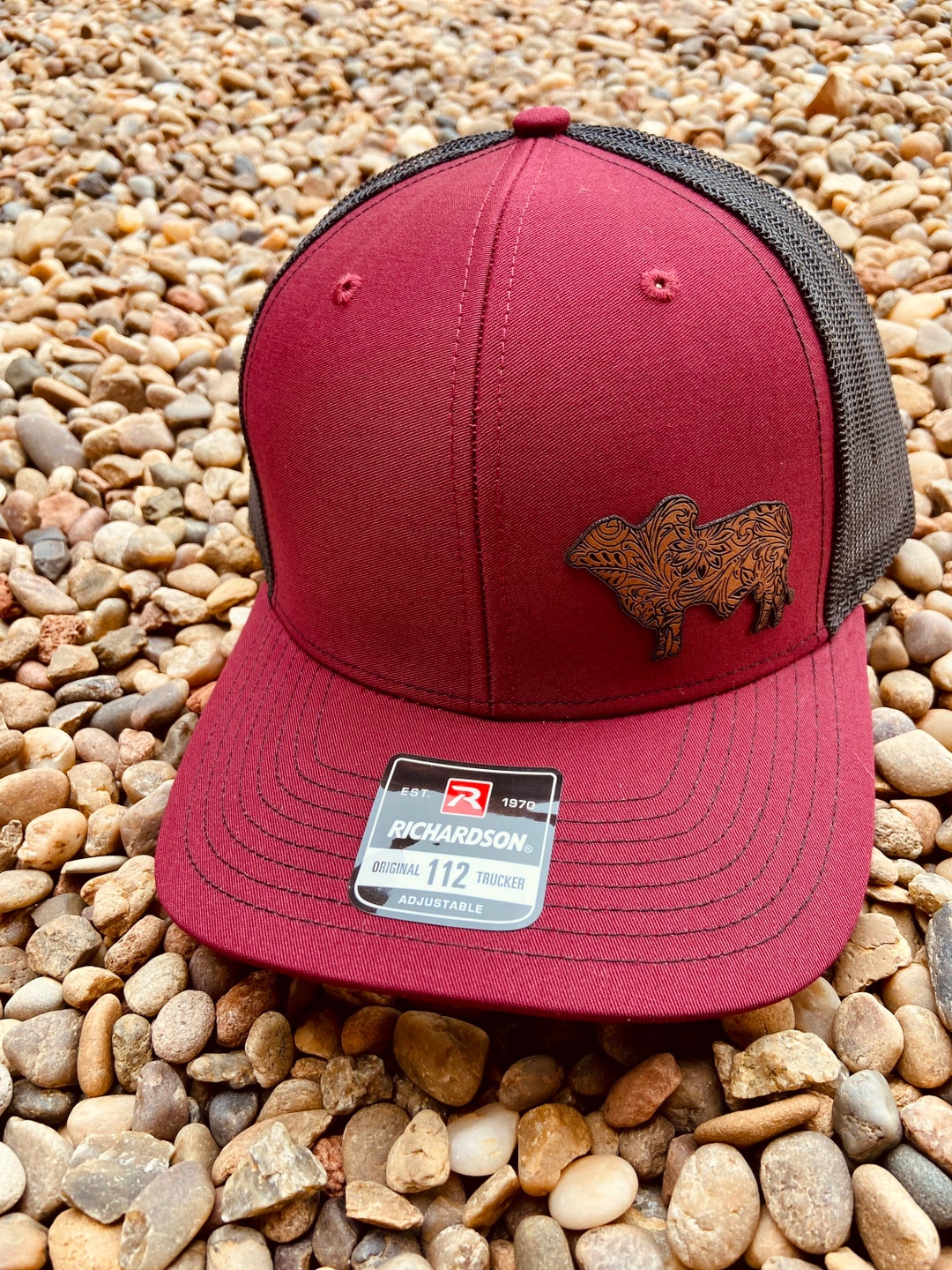 Tooled Leather Brahman Hat. Faux Tooled Leather, Brahma Bull Hat, Stock ...