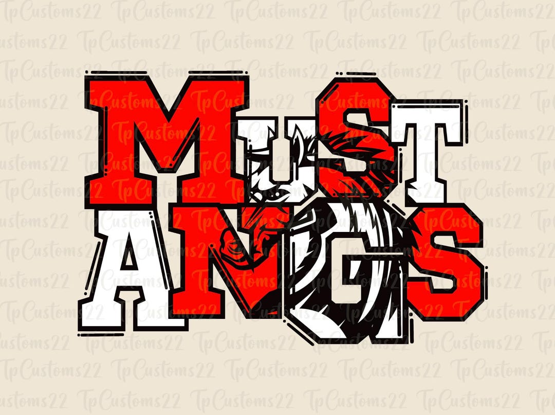 Mustangs Red Football PNG, School Mascot Png, Red and White Mustangs ...