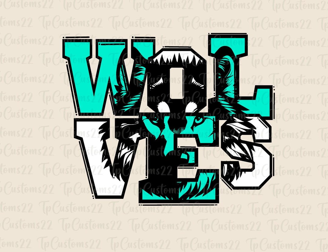 Wolves Mint Football PNG, School Mascot Png, Mint and White Wolves ...