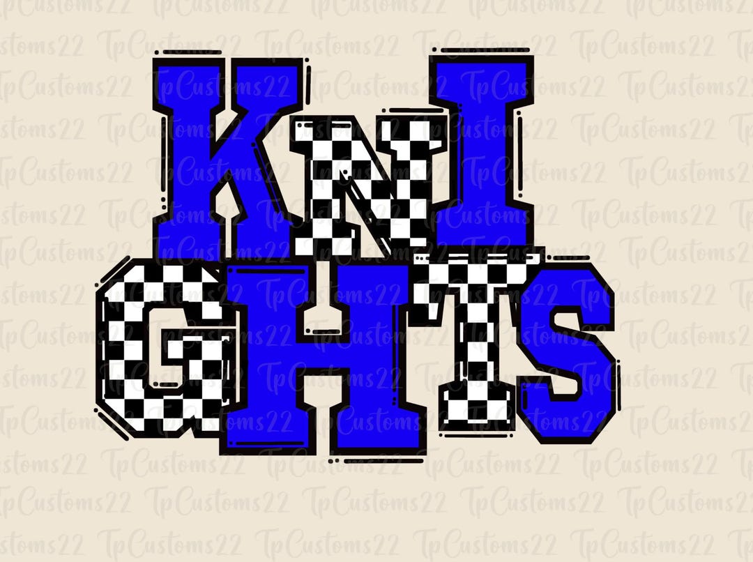 Knights Checkered Blue Football PNG, School Mascot Png, Blue & White ...