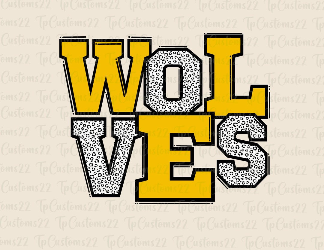 Wolves Yellow Football PNG, School Mascot Png, Yellow and White Wolves ...