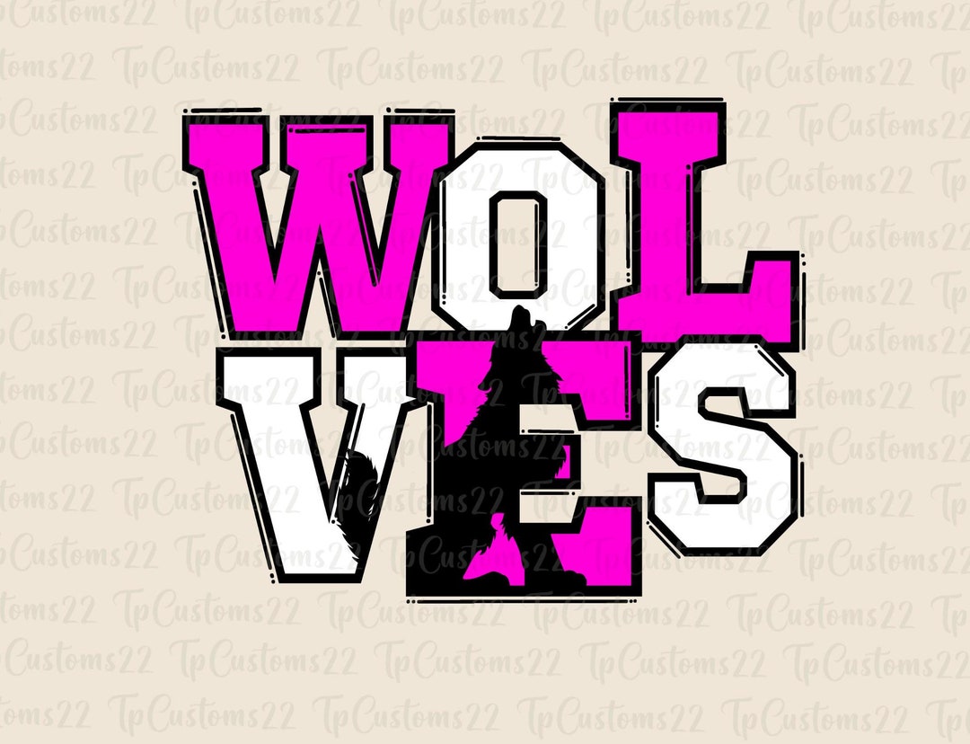 Wolves Pink Football PNG, School Mascot Png, Pink and White Wolves ...