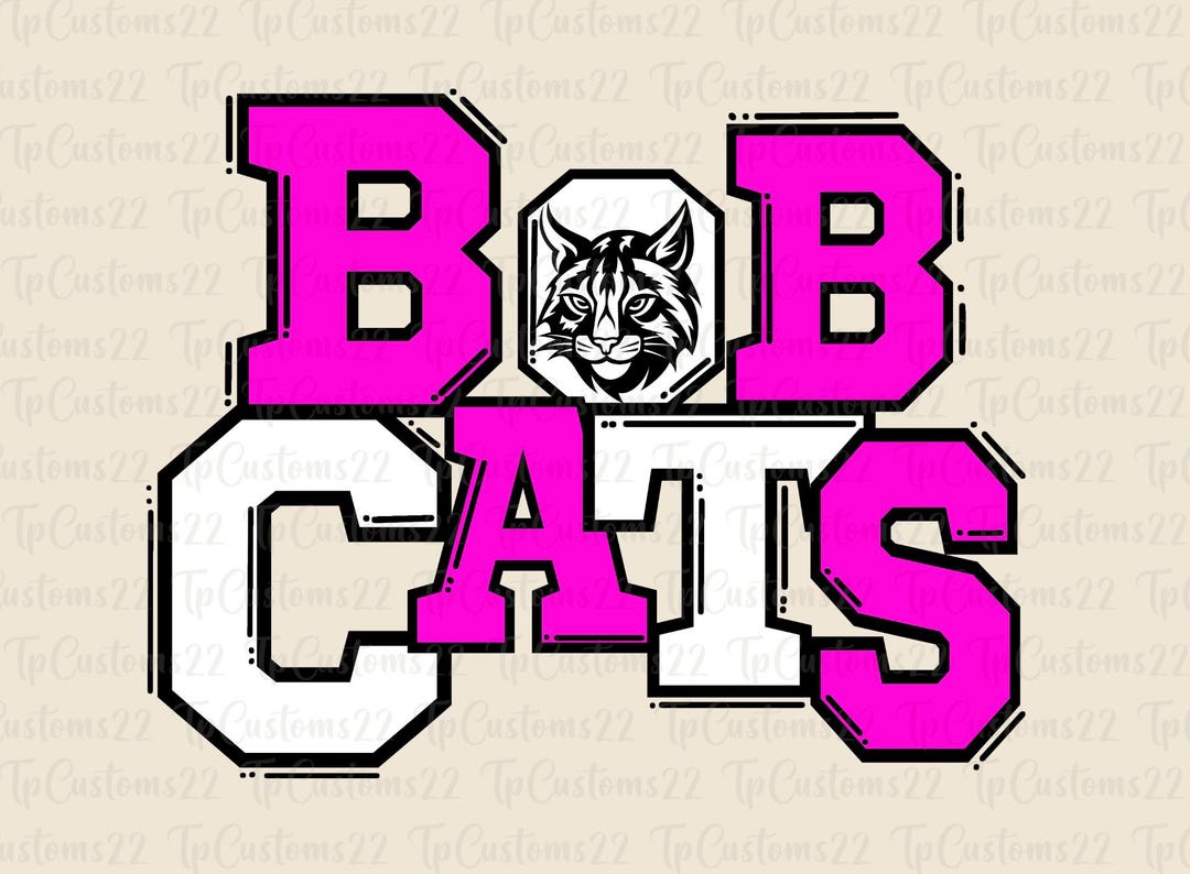Bobcats Pink Football PNG, School Mascot Png, Pink and White Bobcats ...