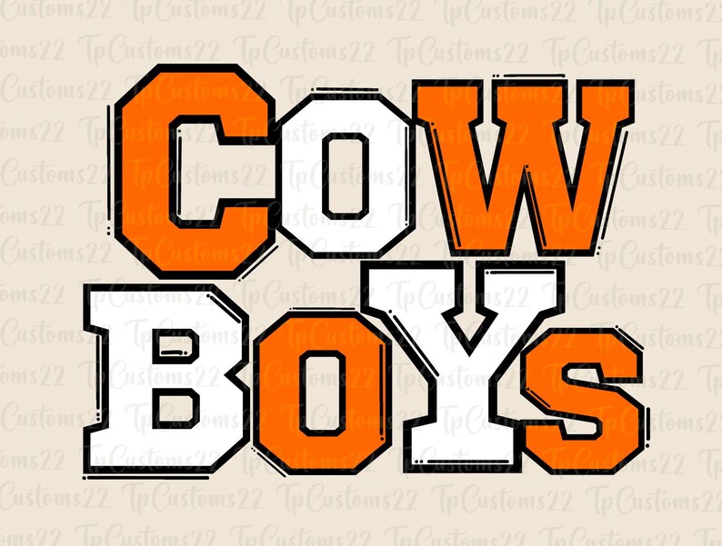 Cowboys Orange Football PNG, School Mascot Png, Orange and White ...