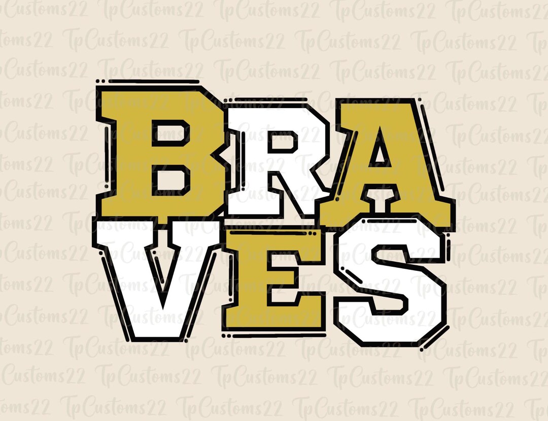 Braves Gold Football PNG, School Mascot Png, Gold and White Braves ...