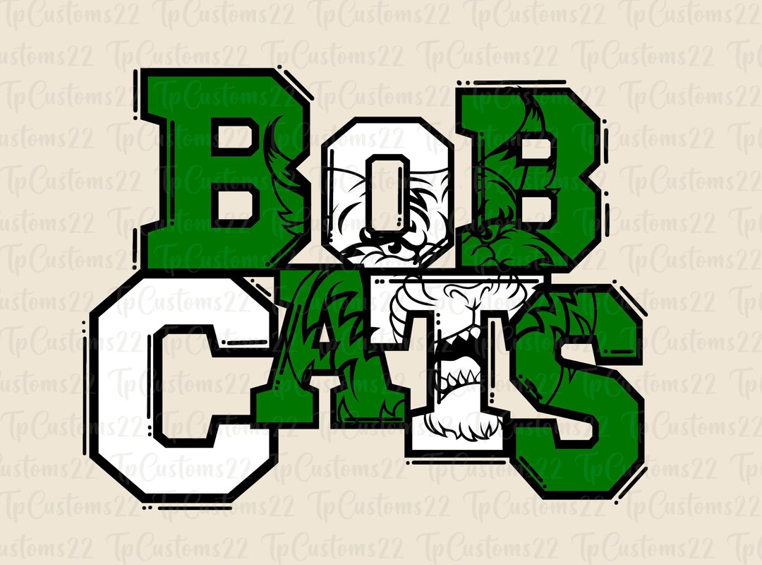 Bobcats Green Football PNG, School Mascot Png, Green and White Bobcats ...