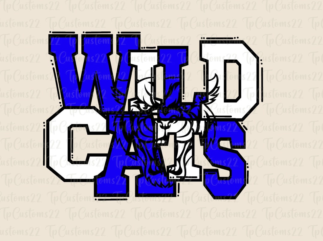 Wildcats Blue Football PNG, School Mascot Png, Blue and White Wildcats ...