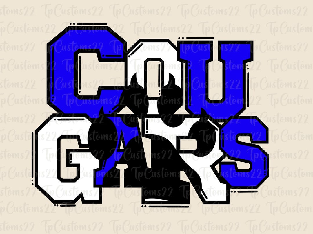Cougars Blue Football PNG, School Mascot Png, Blue and White Cougars ...