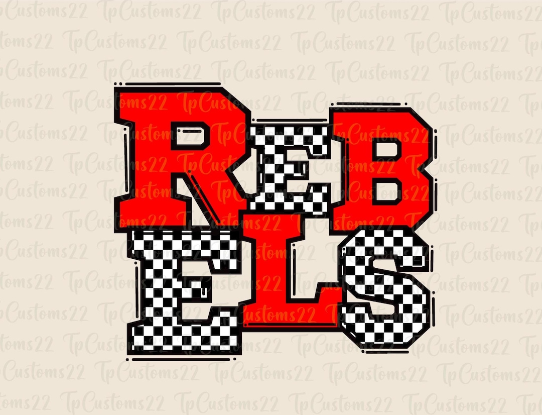 Rebels Checkered Red Football PNG, School Mascot Png, Red & White ...