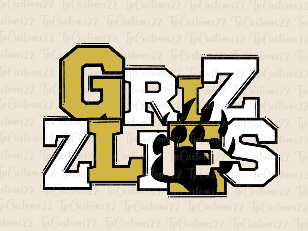 Grizzlies Gold Football PNG, School Mascot Png, Gold & White Grizzlies ...