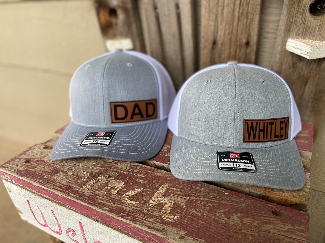 Dad And Me Leather Patch Hat Matching Hats Leatherette Richardson 112 Leather Patch Hat