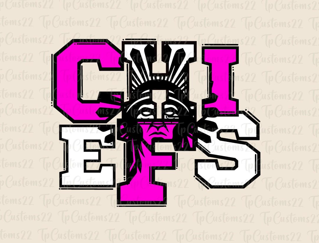 Chiefs Pink Football PNG, School Mascot Png, Pink and White Chiefs ...