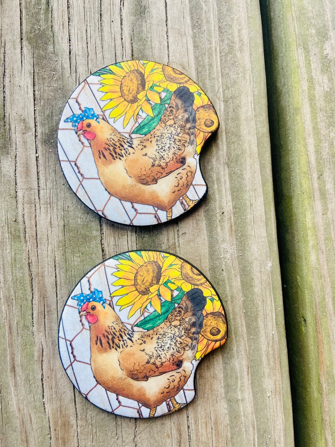 Chicken Car Coasters, Set of TWO Car Coasters, Chicken, Hen, Car ...