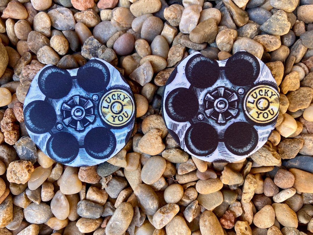 Lucky You Revolver Car Coasters, Set of TWO Car Coasters, Gift for Him ...