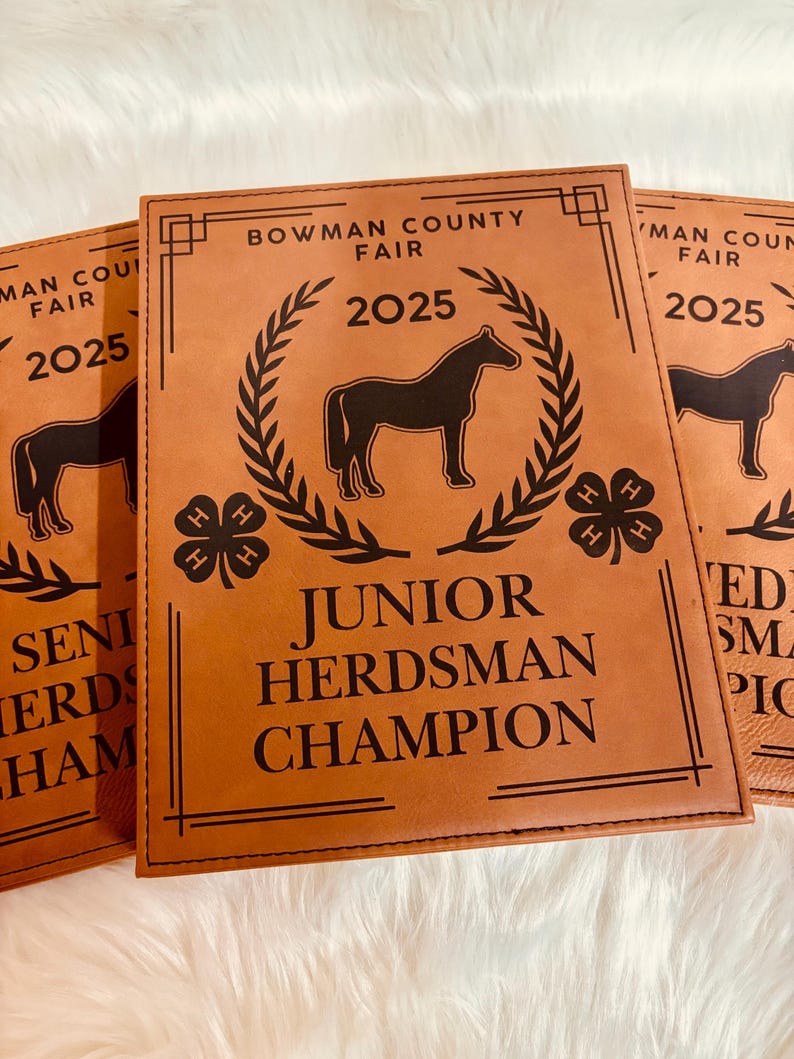 Horse Show Award Plaque, Engraved Leather Award, Horse Show Award ...