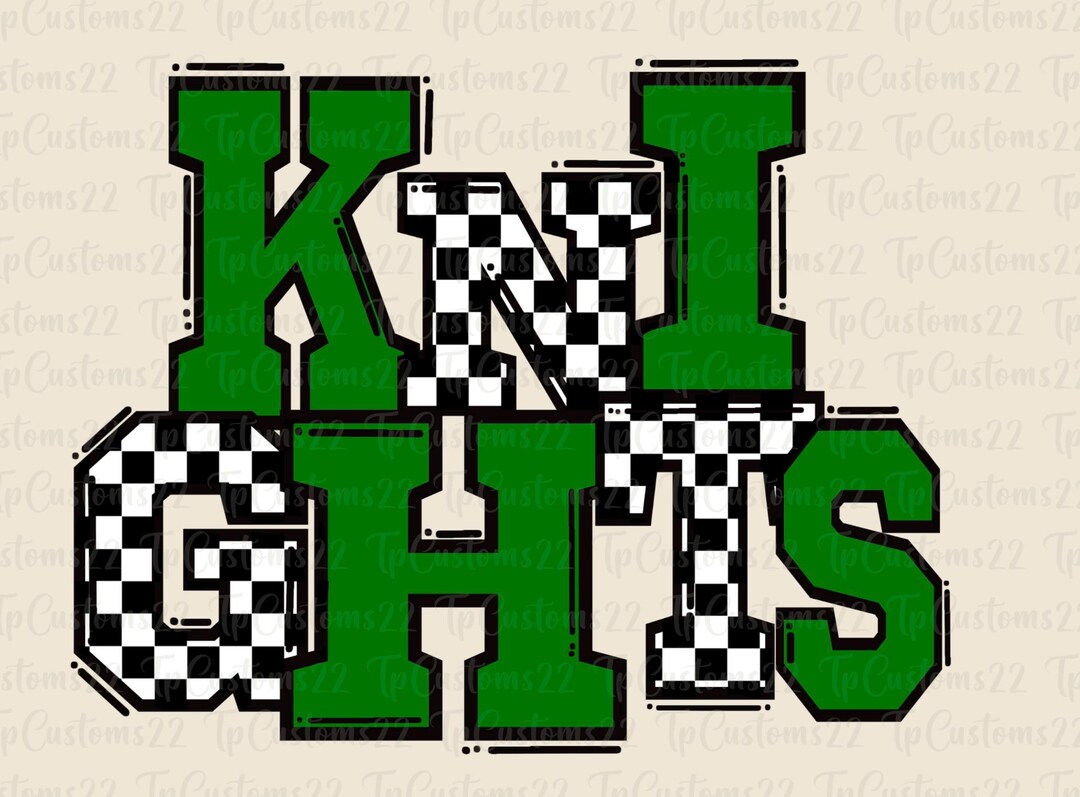Knights Checkered Green Football PNG, School Mascot Png, Green & White ...