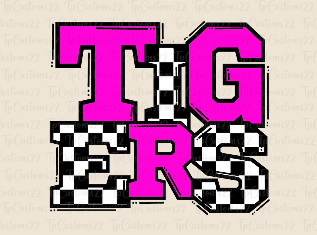 Tigers Checkered Pink Football PNG, School Mascot Png, Pink and White ...
