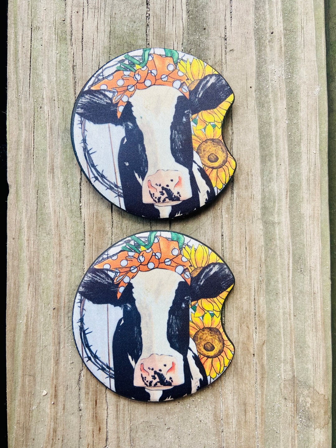 Cow Holstein Car Coasters, Set of TWO Car Coasters. Cow, Car ...