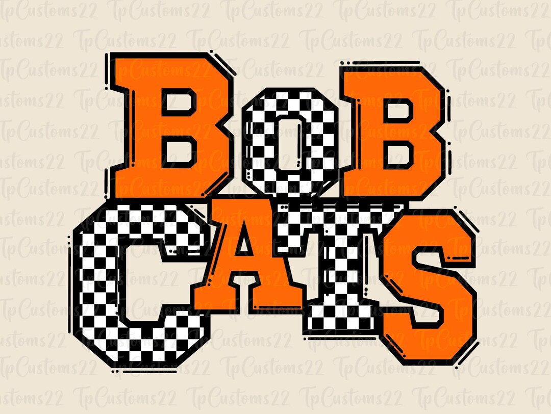 Bobcats Checkered Orange Football PNG, School Mascot Png, Orange ...