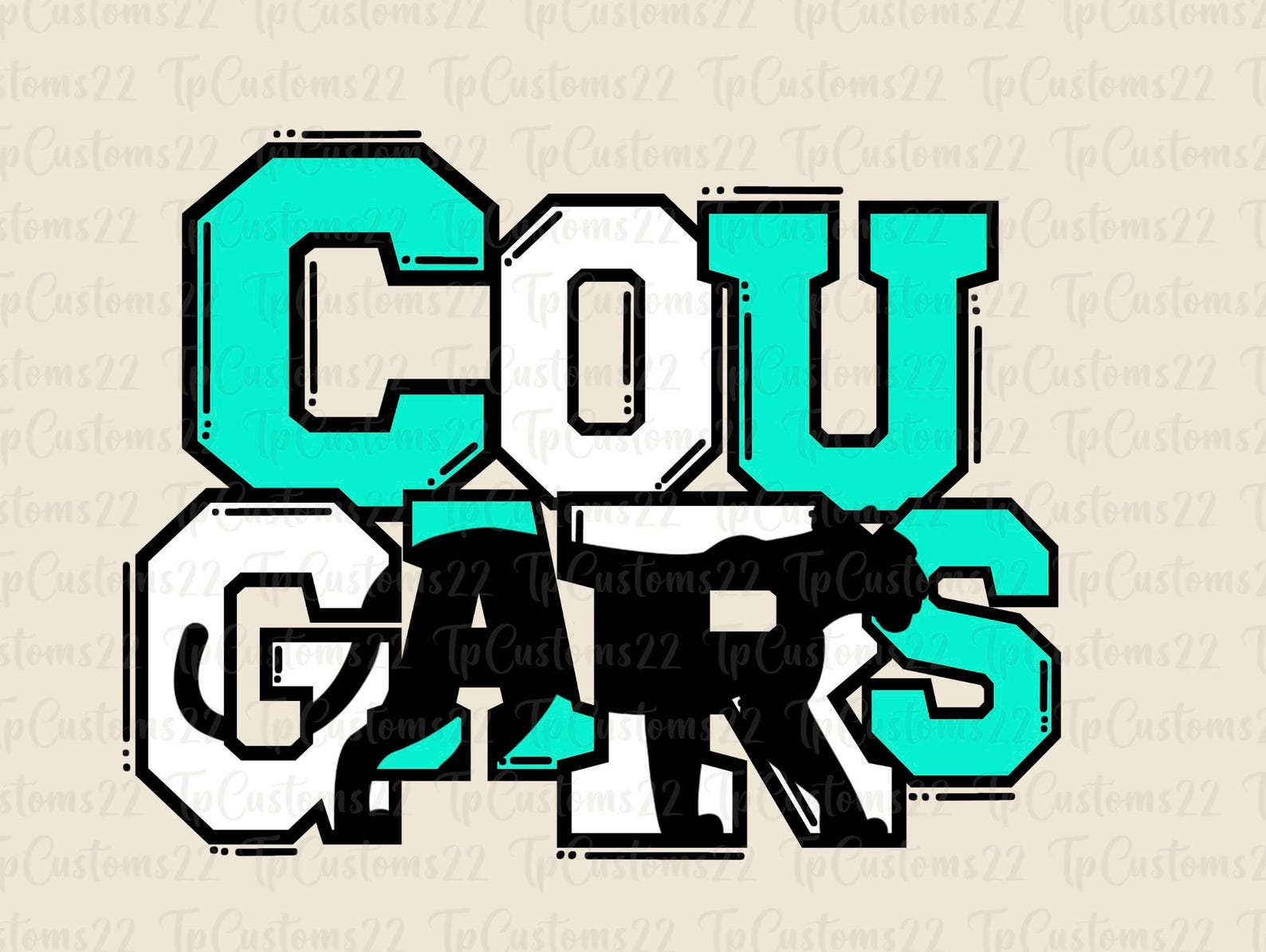 Cougars Mint Football PNG, School Mascot Png, Mint and White Cougars ...