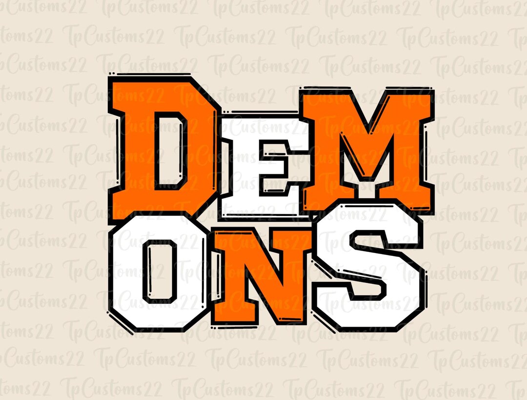 Demons Orange Football PNG, Football Png, Orange and White Demons ...