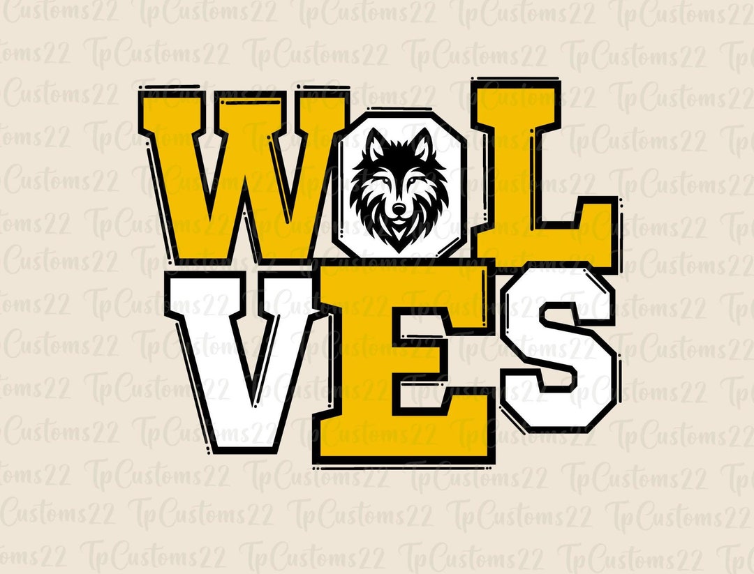 Wolves Yellow Football PNG, School Mascot Png, Yellow and White Wolves ...