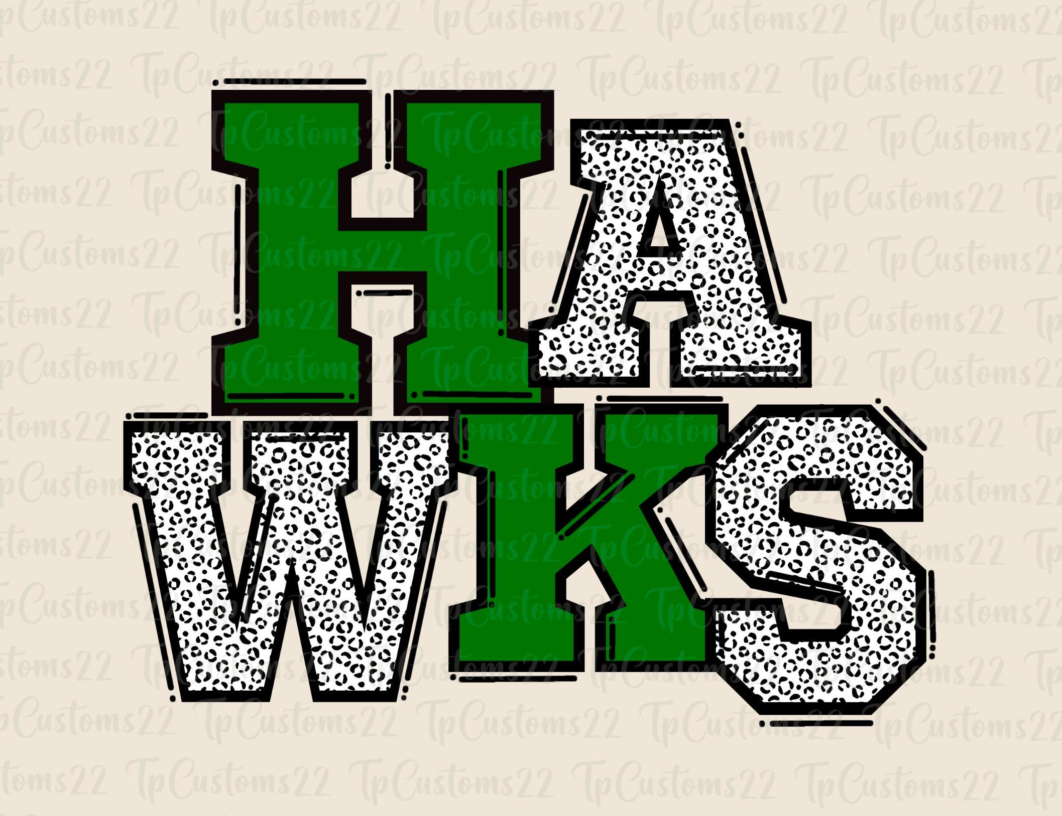 Hawks Green Football PNG, School Mascot Png, Green and White Hawks ...