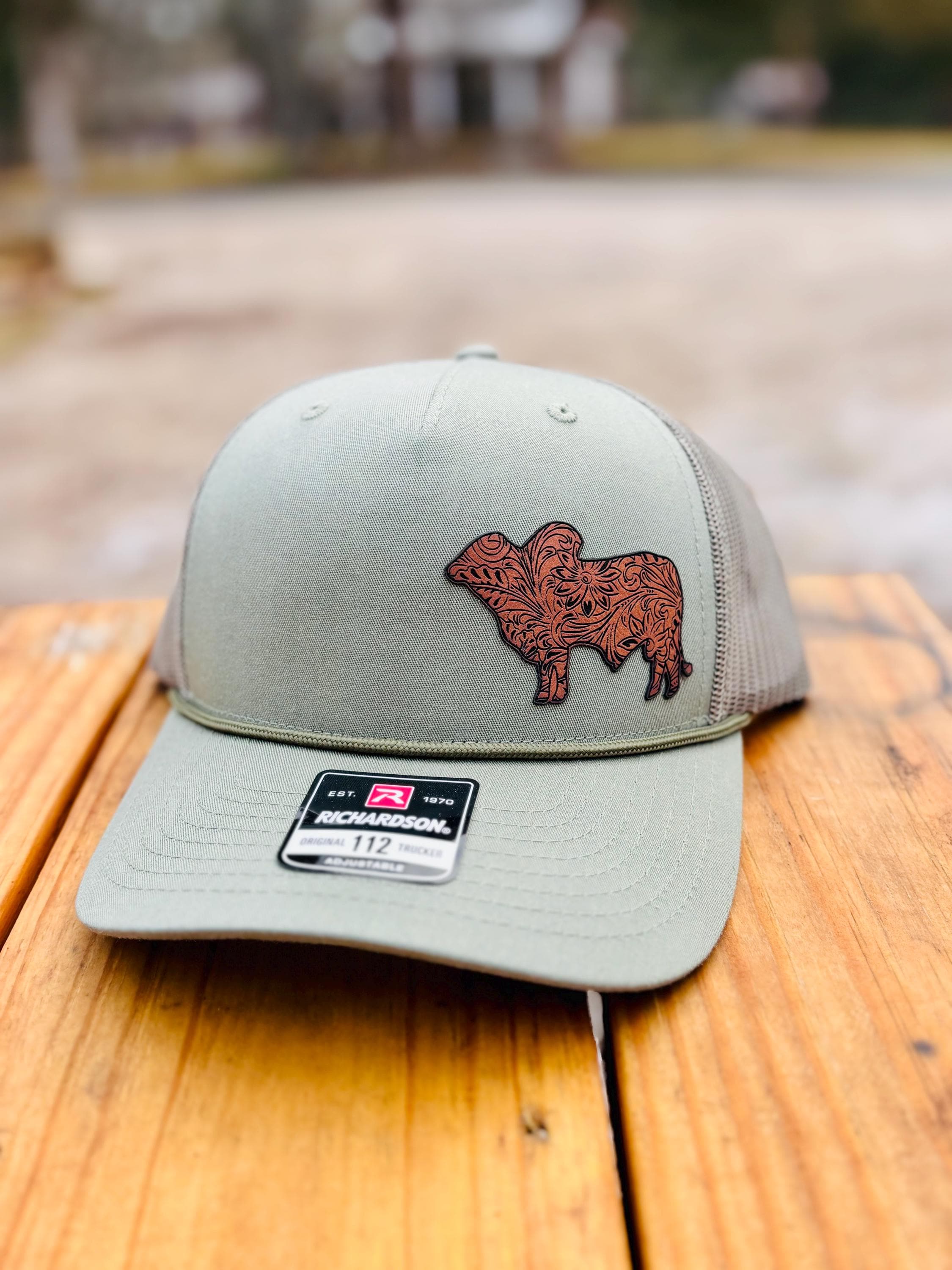 Tooled Leather Brahman Hat, Tooled Leather Rope Hat, Brahma Bull Hat ...