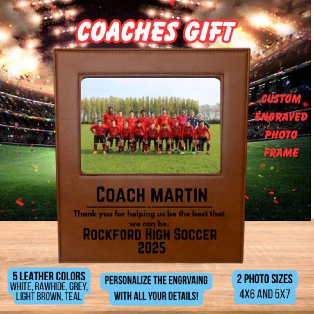 Soccer Coaches Gift, Coaches Thank You Gift, Team Photo Frame, Engraved ...