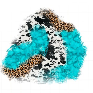 Cowhide Turquoise Leopard Patches Background Png Sublimation Design ...