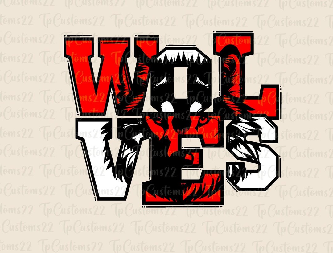 Wolves Red Football PNG, School Mascot Png, Red and White Wolves ...