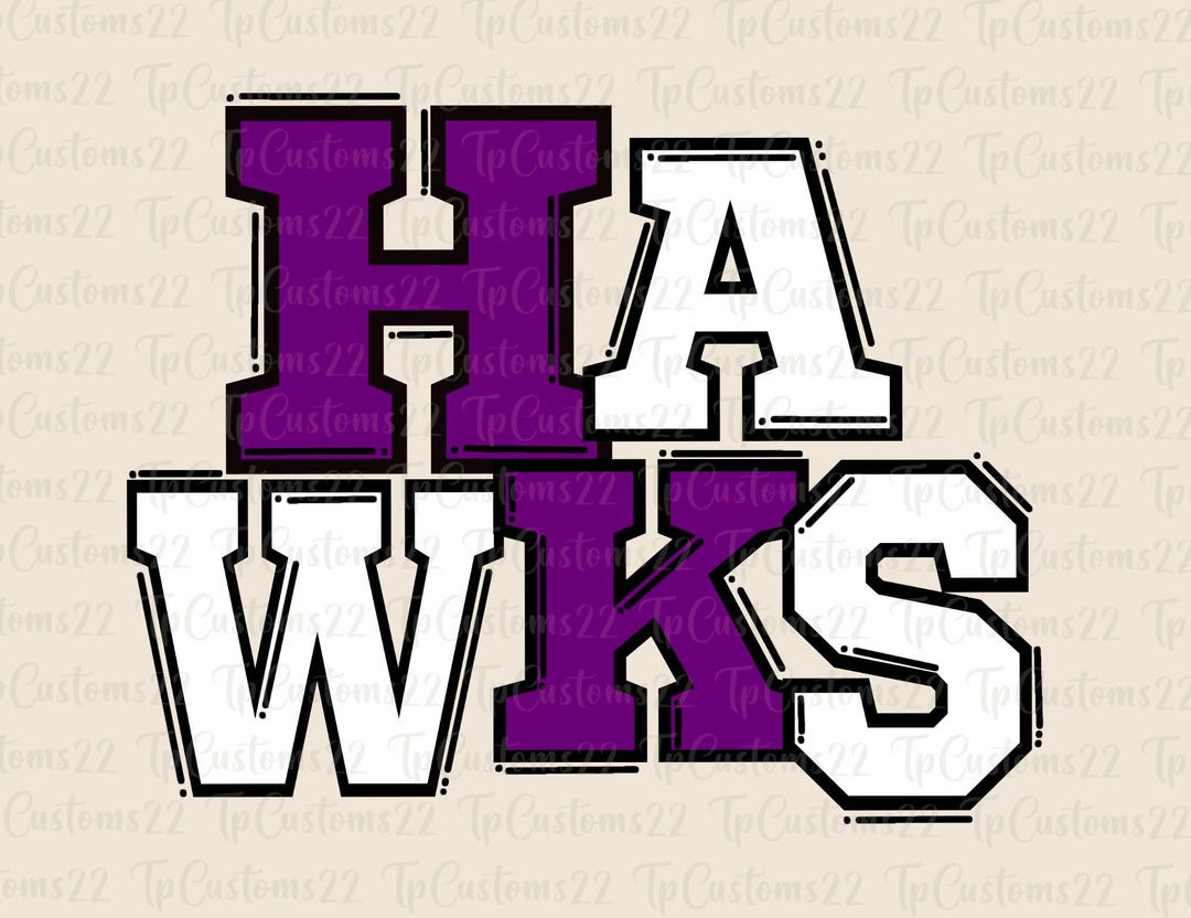 Hawks Purple Football PNG, School Mascot Png, Purple and White Hawks ...