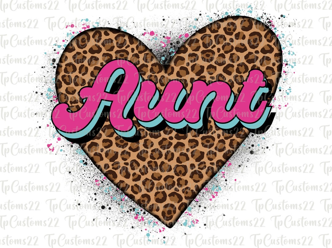 Retro Leopard Aunt Sublimation Designs Downloads, Lightening Bolt Aunt ...