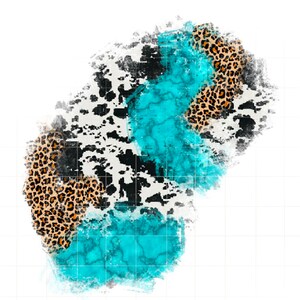 Cowhide Turquoise Leopard Patches Background Png Sublimation Design ...