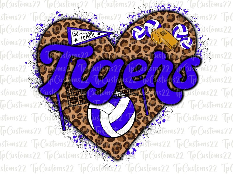 Tigers Volleyball PNG, Volleyball Png, Blue and White Tigers, Football ...