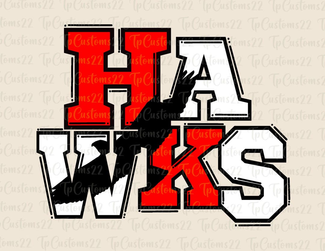 Hawks Red Football PNG, School Mascot Png, Red and White Hawks ...