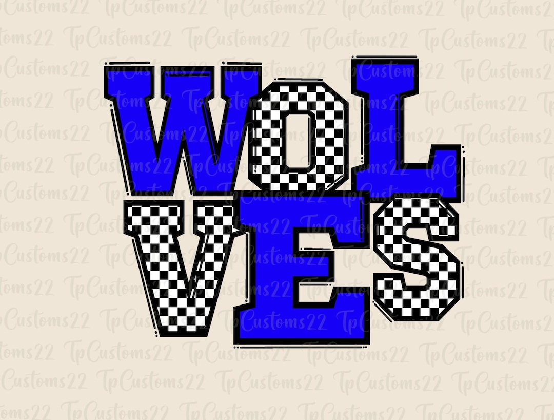 Wolves Checkered Blue Football PNG, School Mascot Png, Blue & White ...