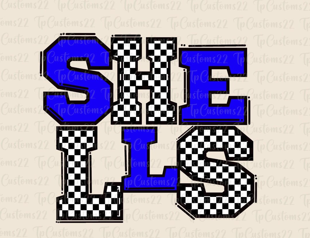 Shells Checkered Blue Football PNG, School Mascot Png, Blue & White ...