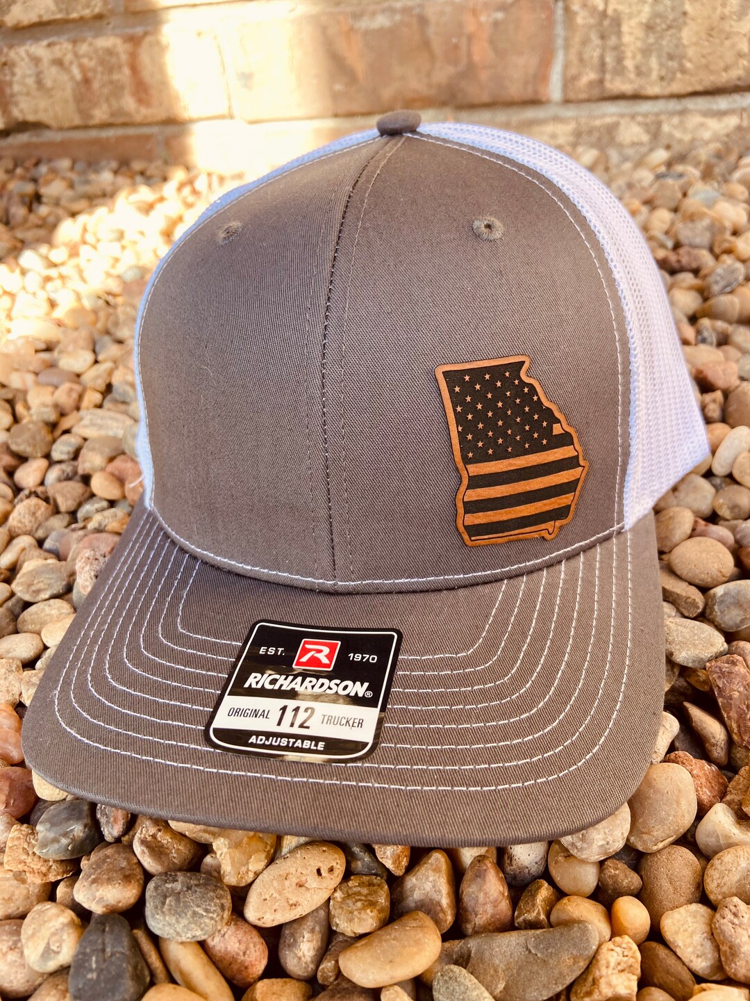 Georgia State Hat, Georgia Flag Hat, Flag Hat, Leather Patch Hat ...