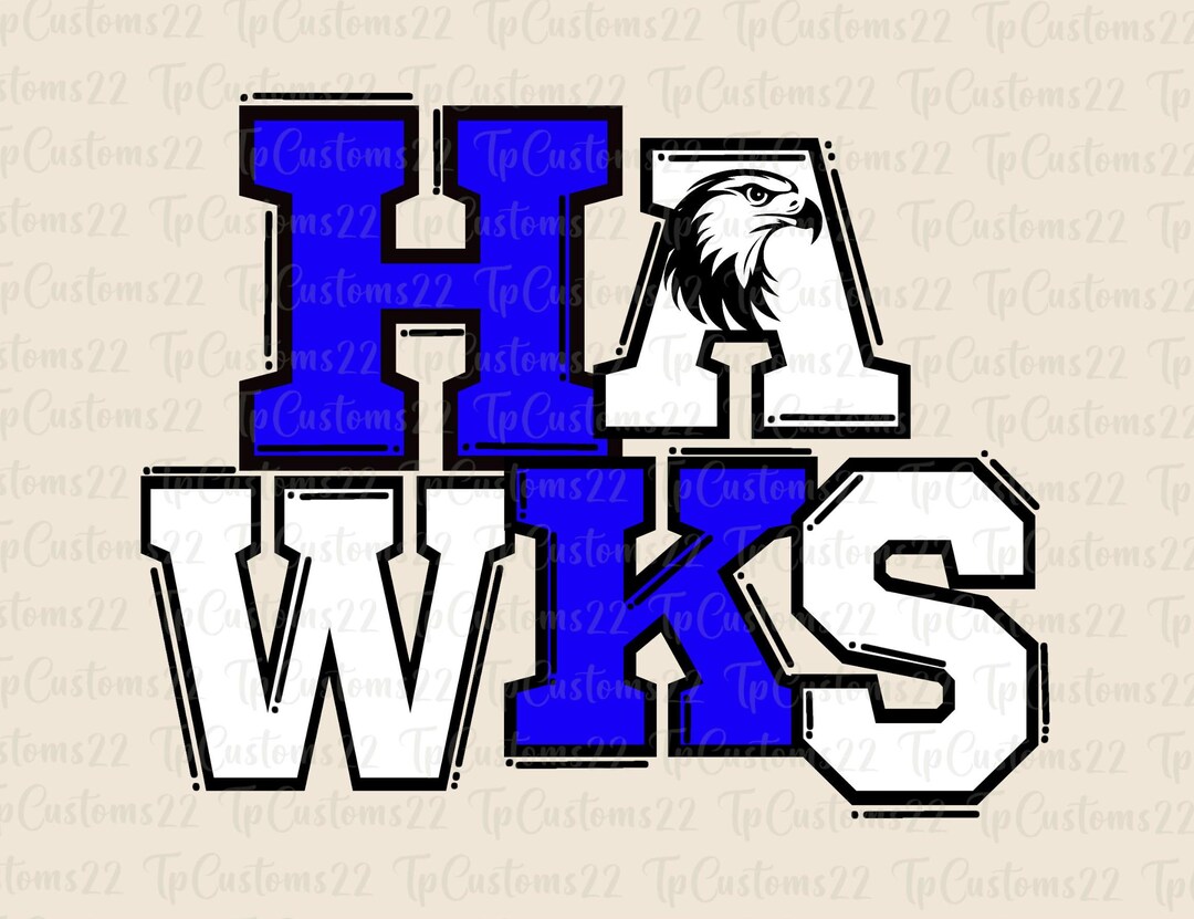 Hawks Blue Football PNG, School Mascot Png, Blue and White Hawks ...