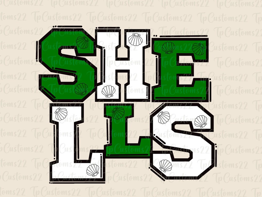 Shells Green Football PNG, School Mascot Png, Green and White Shells ...