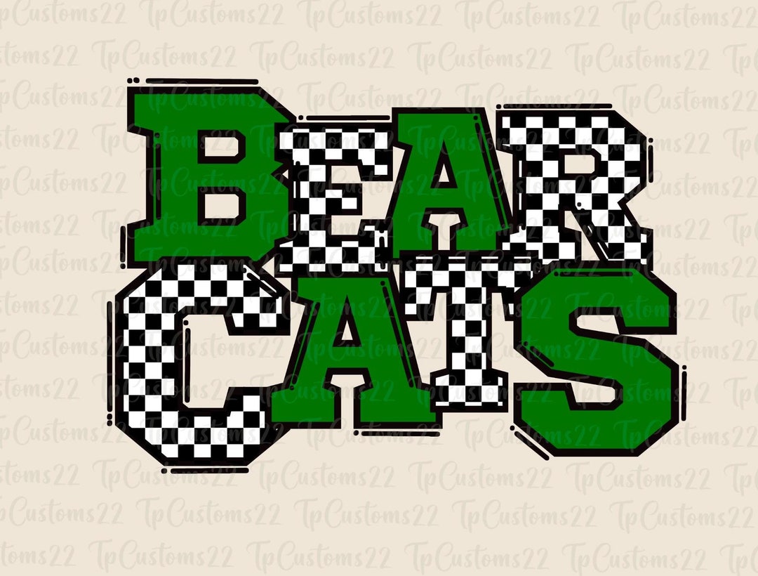Bearcats Checkered Green Football PNG, School Mascot Png, Green & White ...