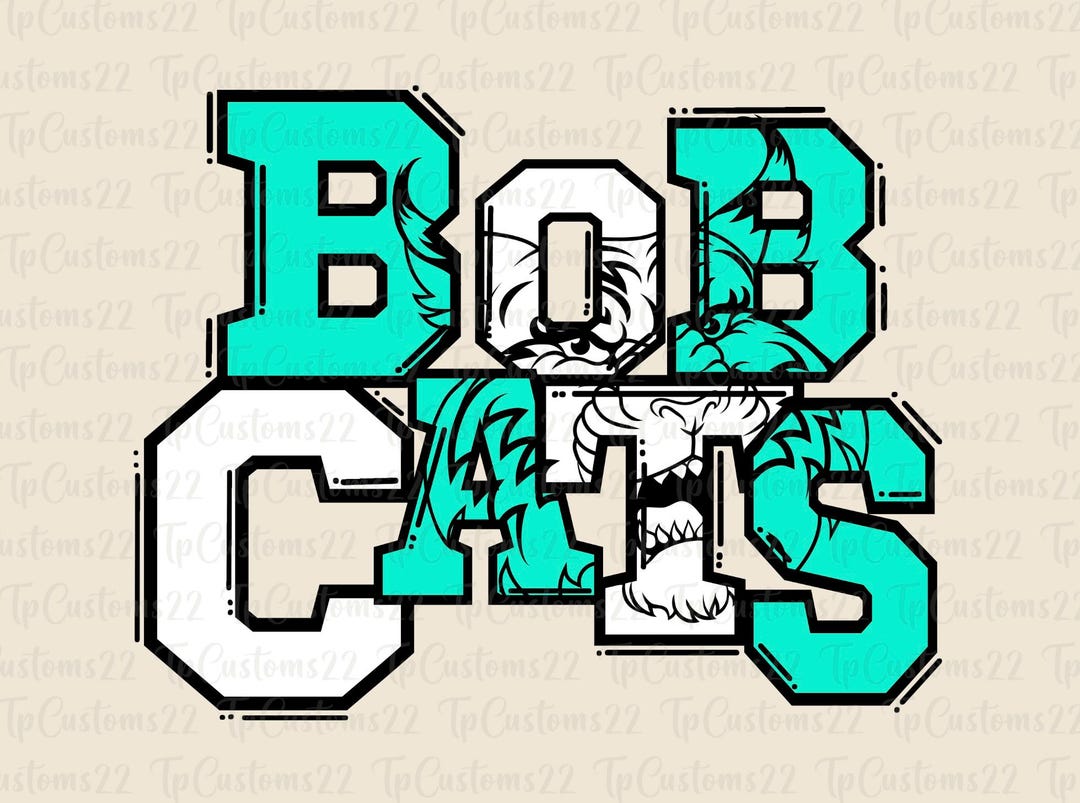 Bobcats Mint Football PNG, School Mascot Png, Mint and White Bobcats ...
