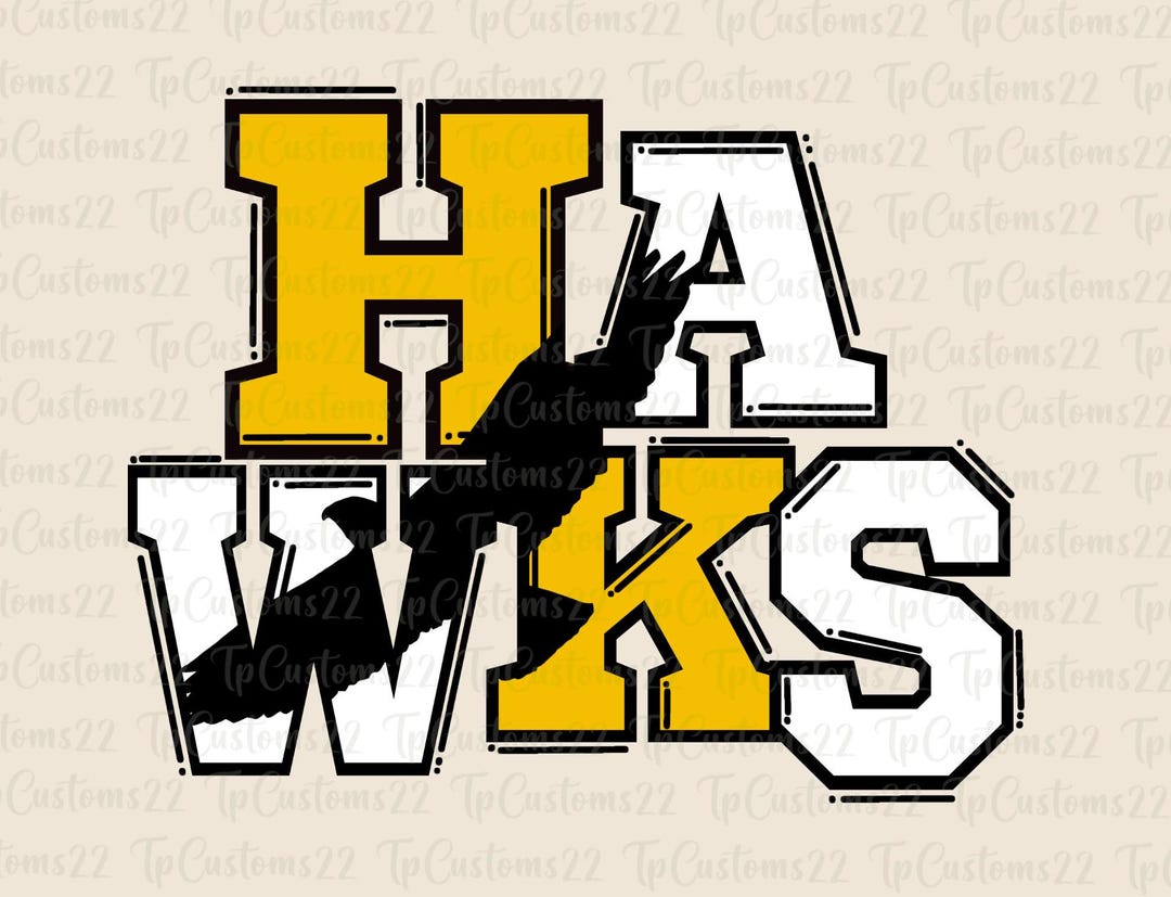 Hawks Yellow Football PNG, School Mascot Png, Yellow and White Hawks ...