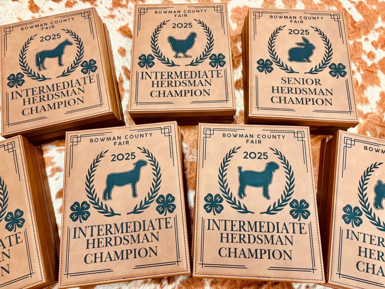 Livestock Show Award Plaque, Engraved Leather Award, Livestock Award ...