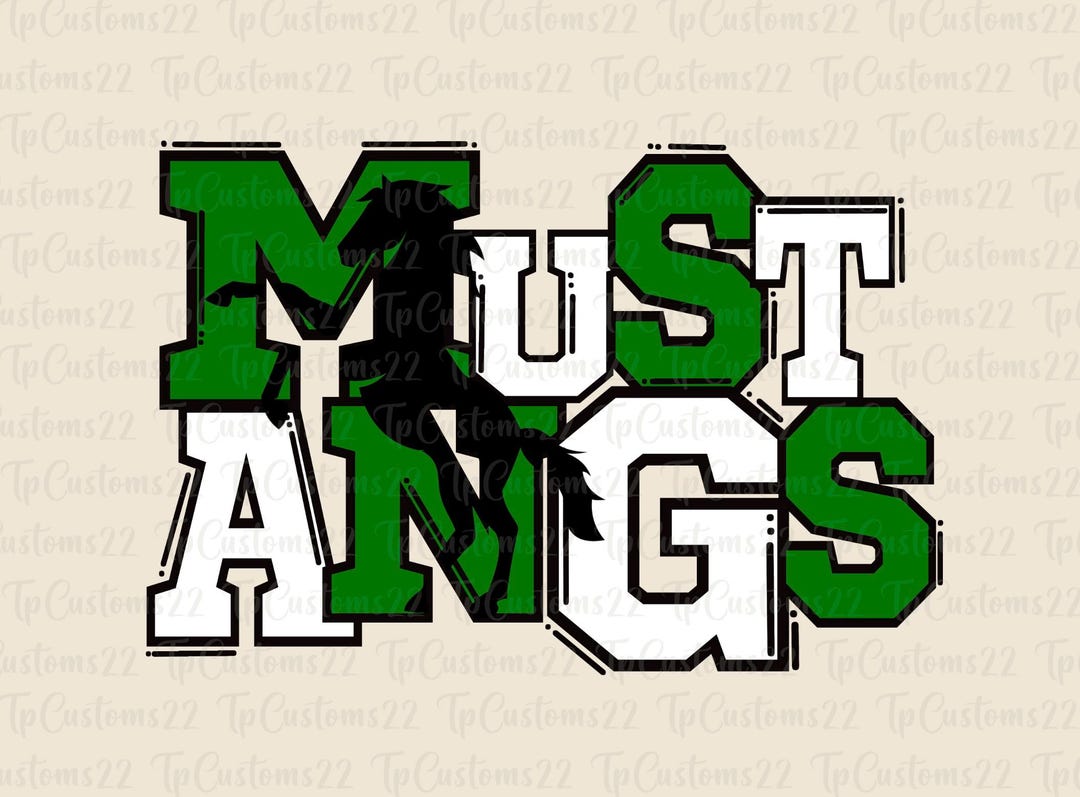 Mustangs Green Football PNG, School Mascot Png, Green and White ...
