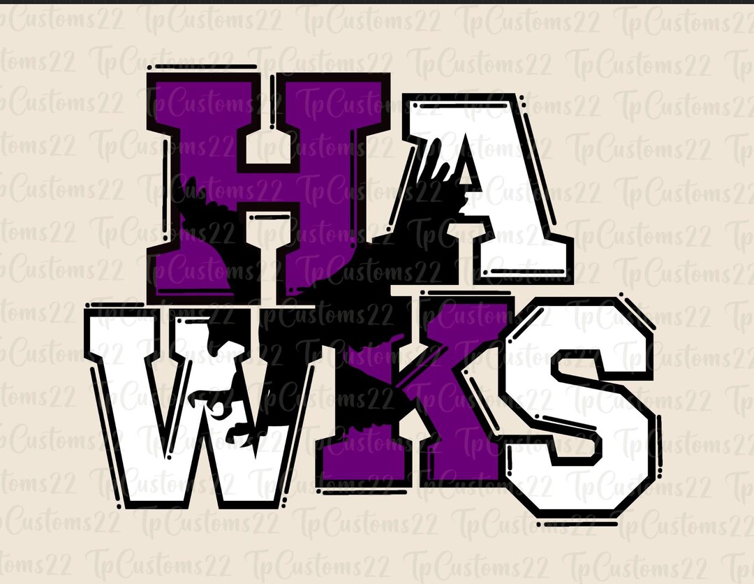 Hawks Purple Football PNG, School Mascot Png, Purple and White Hawks ...
