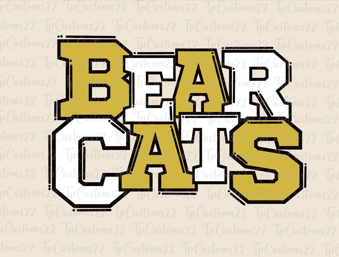 Bearcats Gold Football PNG, School Mascot Png, Gold and White Bearcats ...