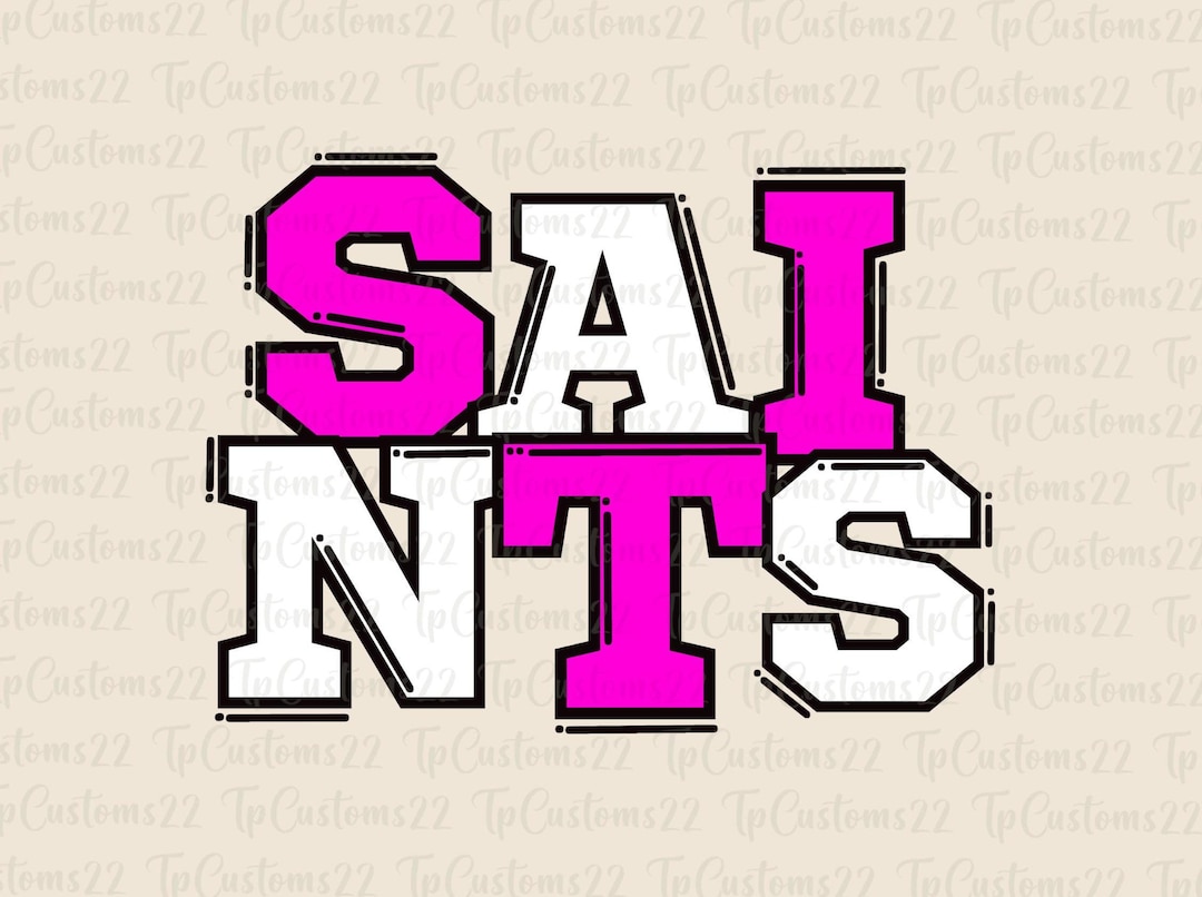 Saints Pink Football PNG, School Mascot Png, Pink and White Saints ...