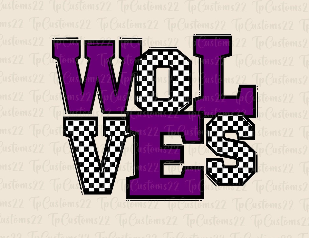 Wolves Checkered Purple Football PNG, School Mascot Png, Purple & White ...
